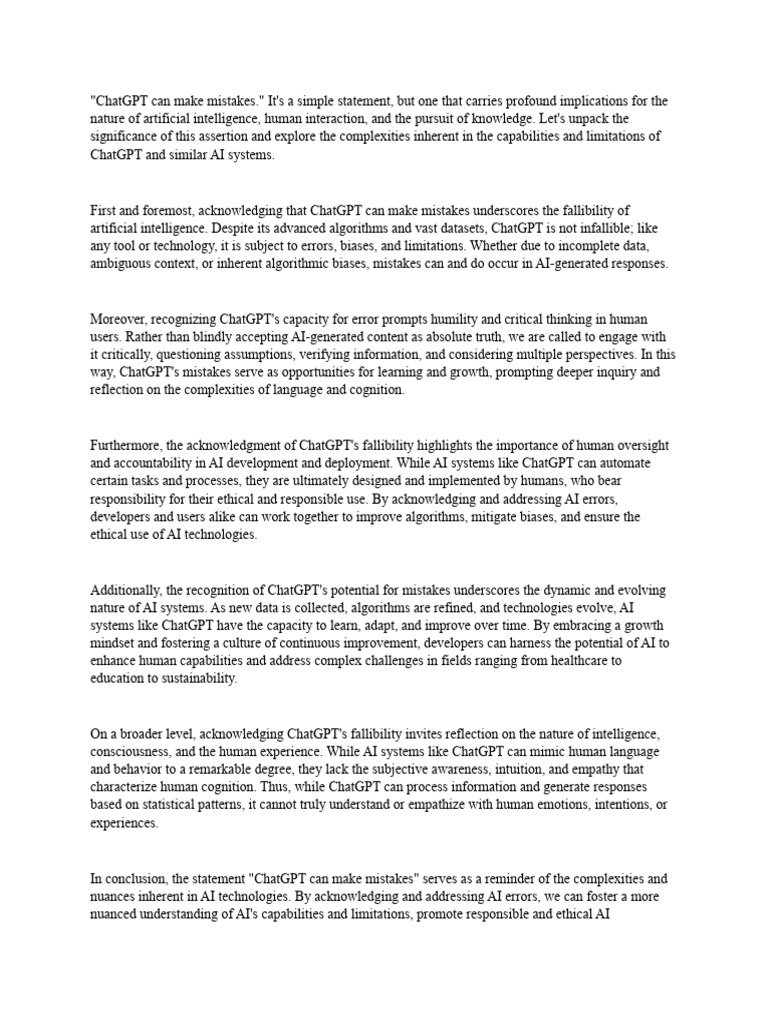 ChatGPT Can Make Mistakes | PDF | Intelligence (AI) & Semantics ...