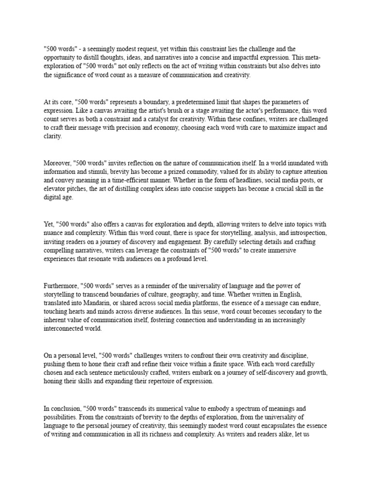 500 Words | PDF | Creativity | Communication