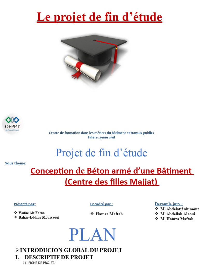 Le Projet de Fin D'étude PRESENTATION V2 | PDF | Béton armé | Physique ...