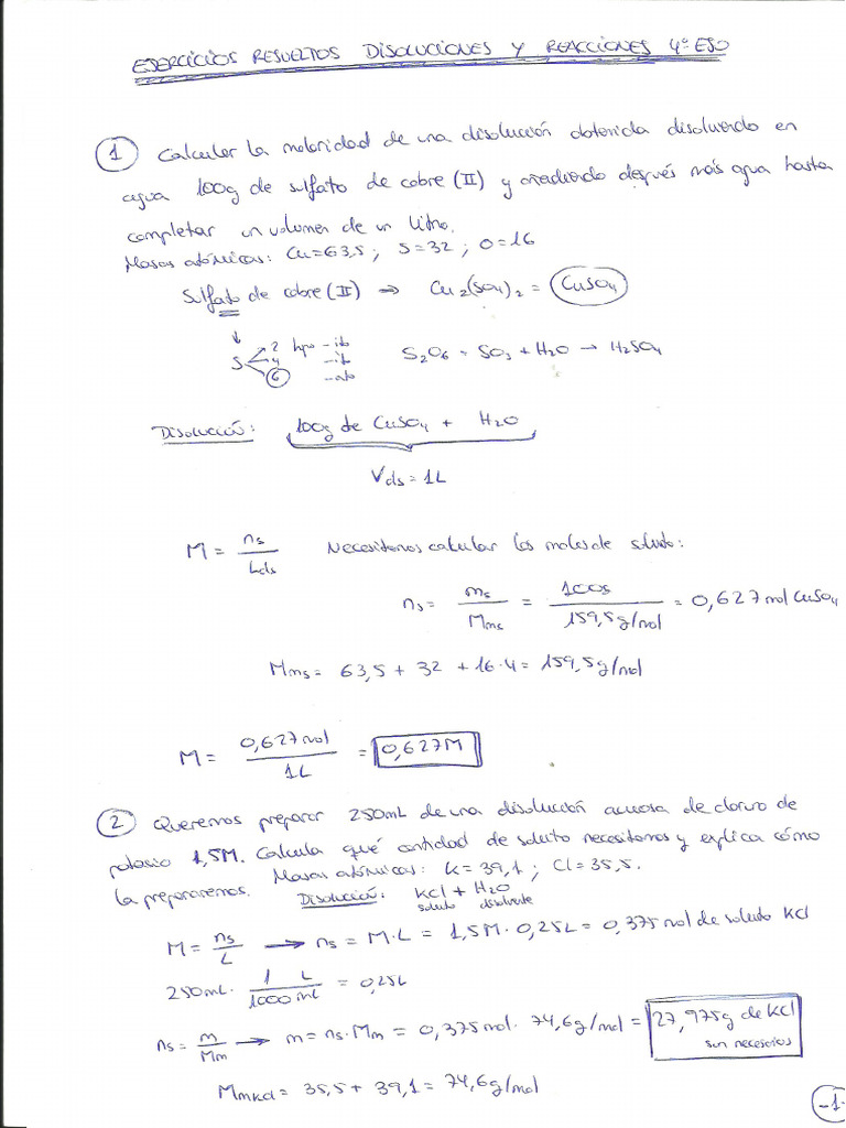 Ejercicios Resueltos Disoluciones y Reacciones | PDF