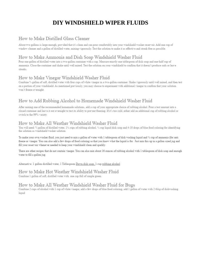 Wiper Fluid | PDF | Washing Machine | Gallon