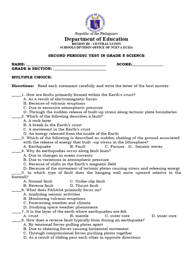 Grade 8 Regular Science 2nd Quarter | PDF | Tropical Cyclones | Earthquakes