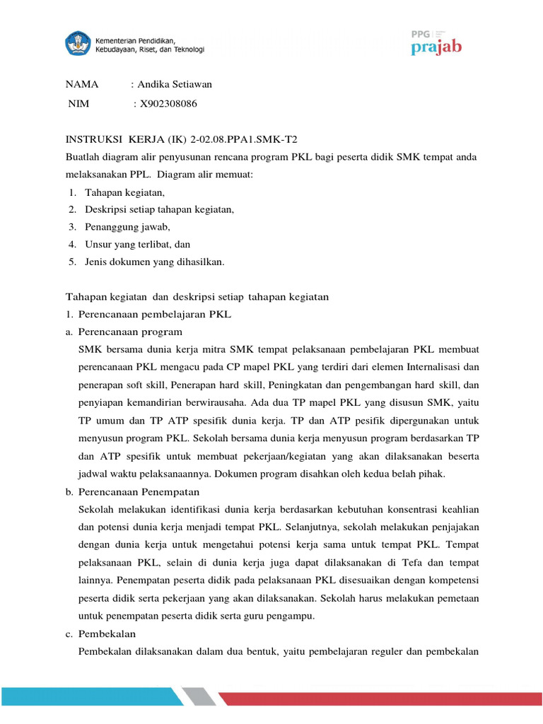 INSTRUKSI - KERJA (IK 2) - Andika Setiawan | PDF