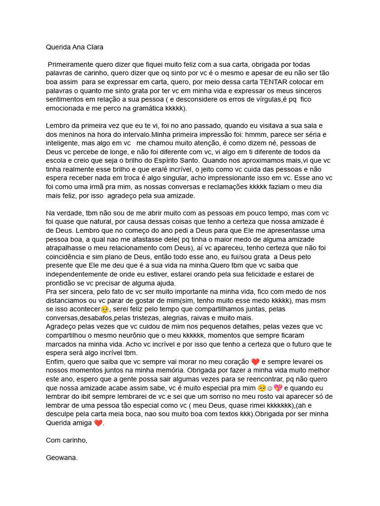 Querida Ana Clara | Download grátis PDF | Amizade | Deus