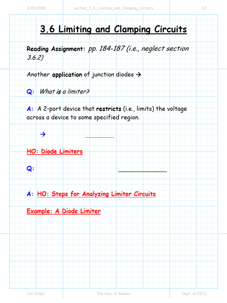 section_3_6_Limiting_and_Clamping_Circuits_package | Download Free PDF | Diode | P–N Junction