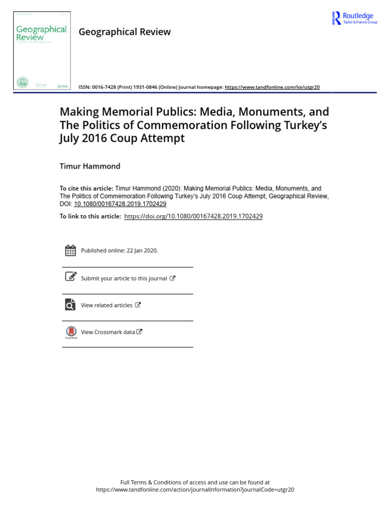 Timur Hammond Making Memorial Publics Media, Monuments, and The ...