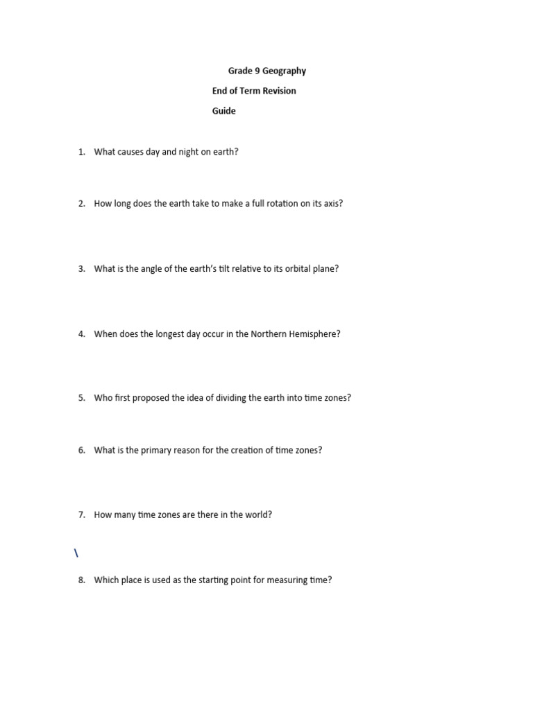Grade 9 Geography Revision Guide | PDF | Travel | Foreign Language Studies