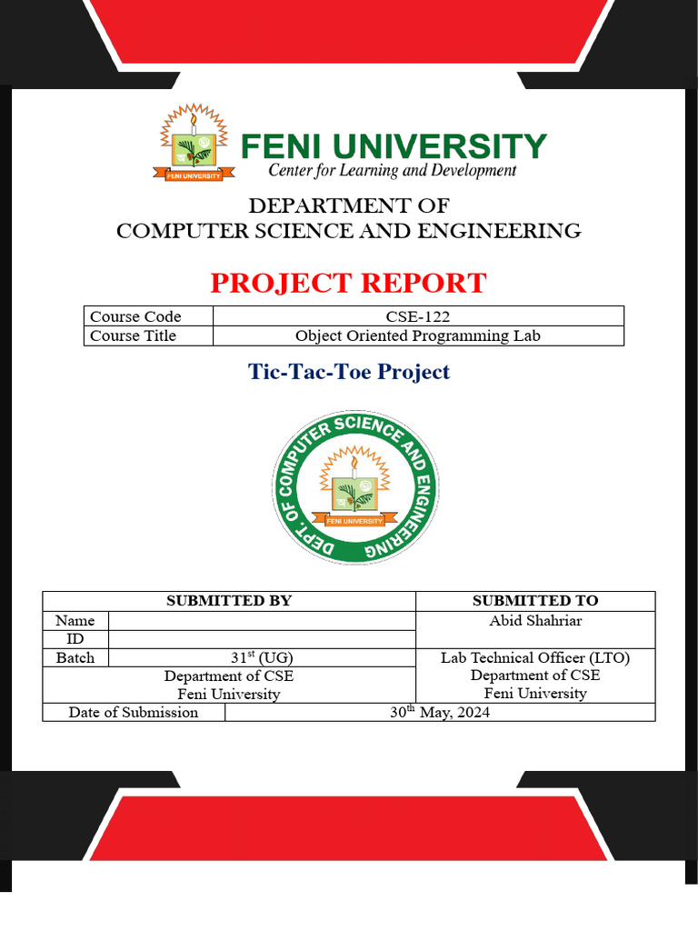 Tic-Tac-Toe OOP Project Report | PDF