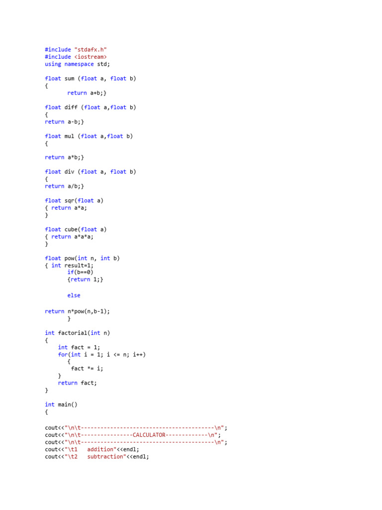 Calculator Program | PDF | Computer Programming