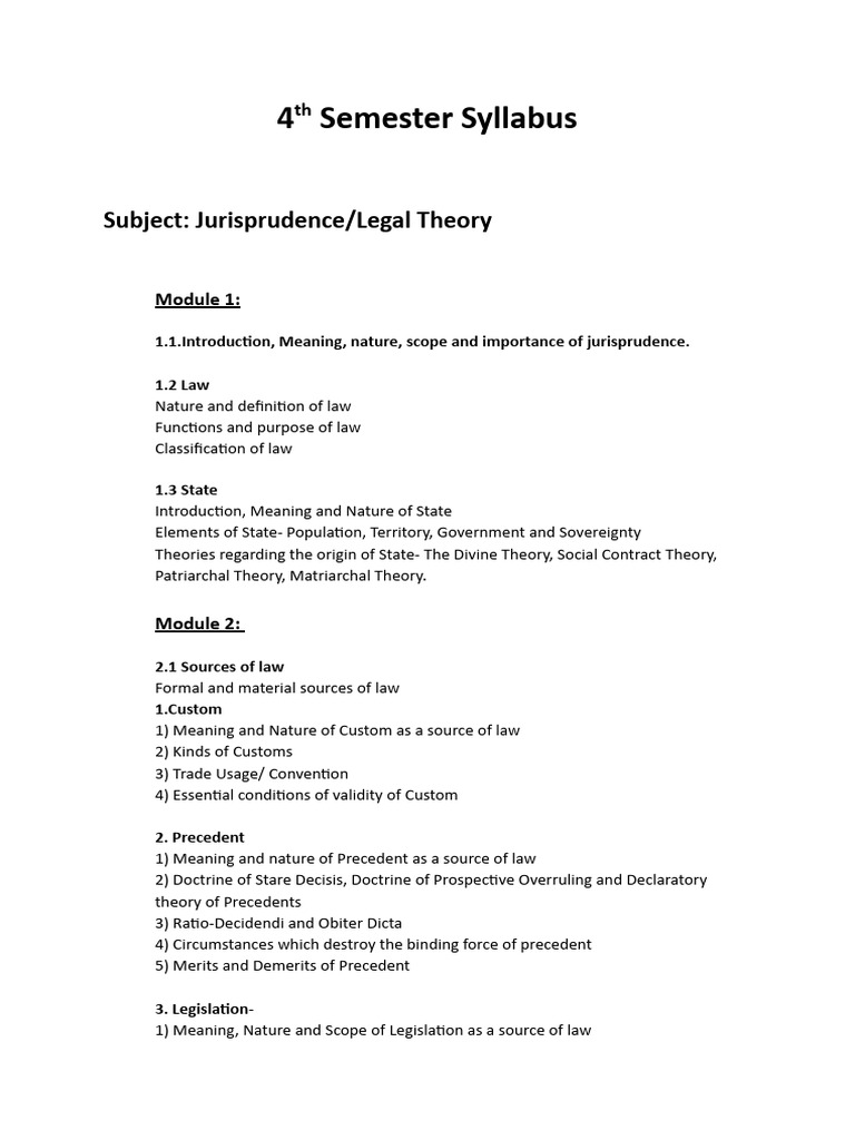 4th Semester Syllabus | PDF | Precedent | Human Rights
