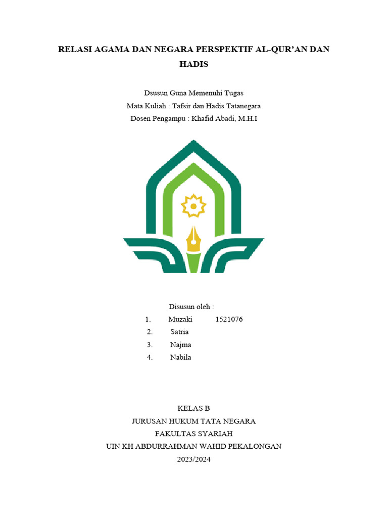 Relasi Agama Dan Negara Perspektif Alquran & Hadis | PDF | Perjalanan | Kajian Bahasa Asing