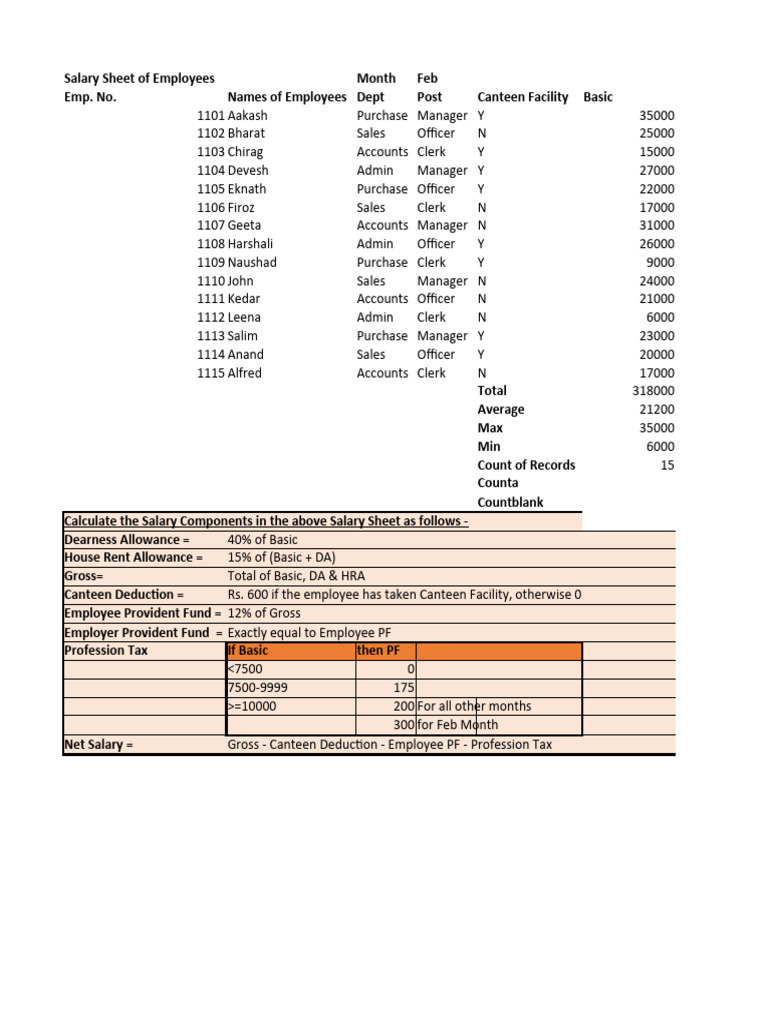 Salary - Sheet - Assignment | PDF | Factor Income Distribution | Taxes