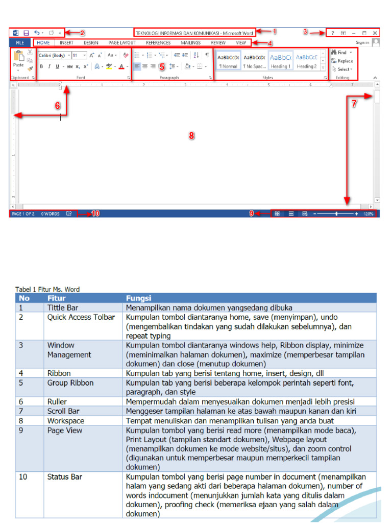 fitur menu ms word | PDF