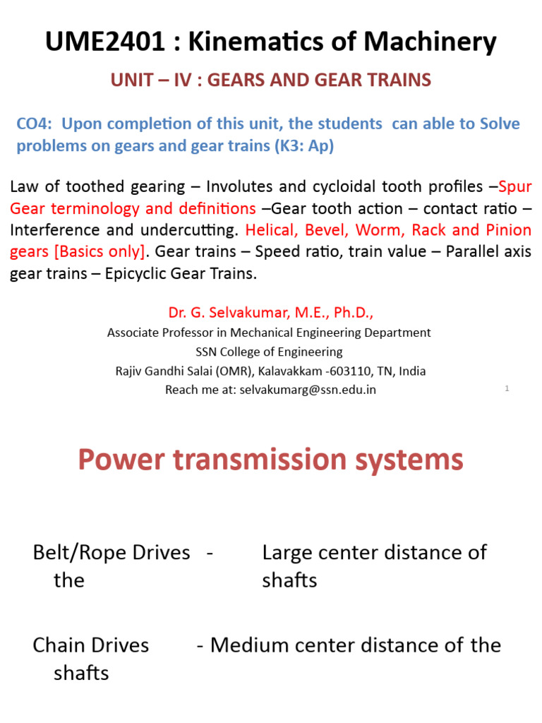 Unit4 - 1 - Gear Terminology | PDF | Gear | Mechanical Engineering