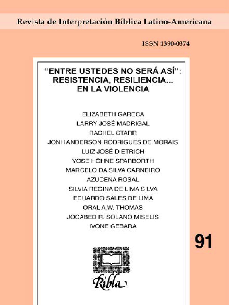 RIBLA 91 Entre Ustedes No Será Así Resistencia, Resiliencia en La ...