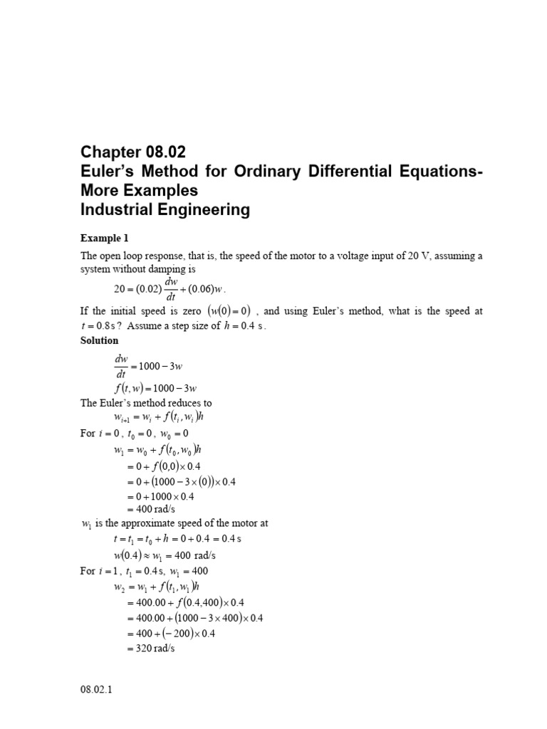 Mws Ind Ode TXT Euler Examples | PDF | Numerical Analysis | Subtraction