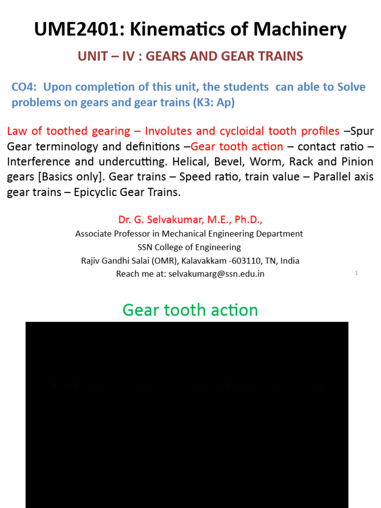 Unit4 - 2 - Law of Gearing - Profiles | PDF | Gear | Mechanical Engineering