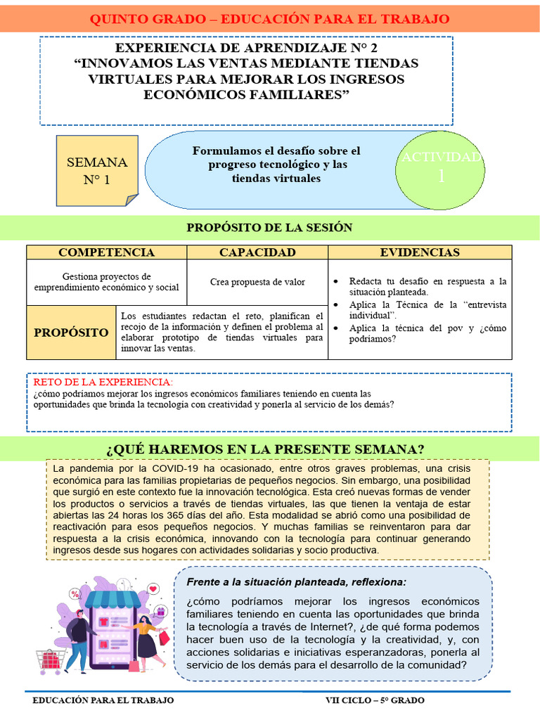 Ii Eda - Act 1 - 5° Grado - Sem 1 | PDF | Las compras en línea | Innovación
