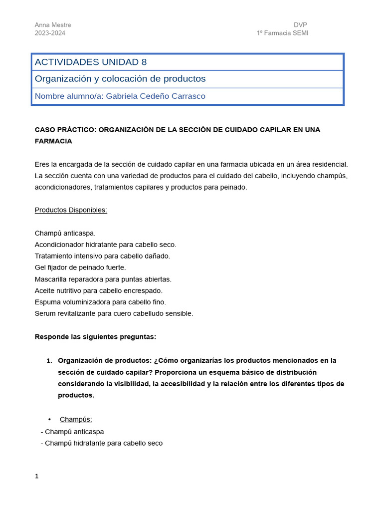 Actividades Ud8 DVP Gabriela | PDF | Champú