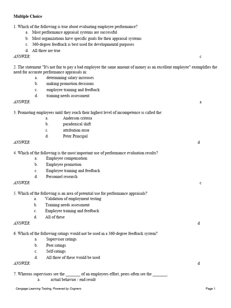 Chapter 07 Evaluating Employee Performance | PDF | Performance Appraisal | Psychology