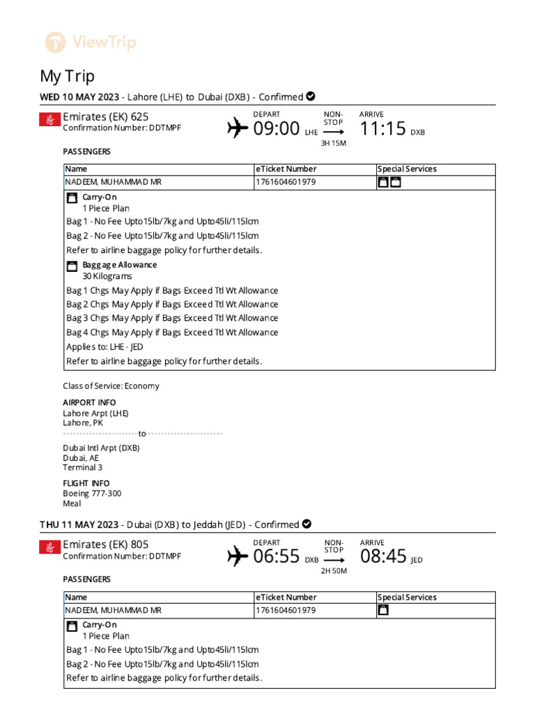 Travelport ViewTrip - My Trip | PDF | Transport | Airlines