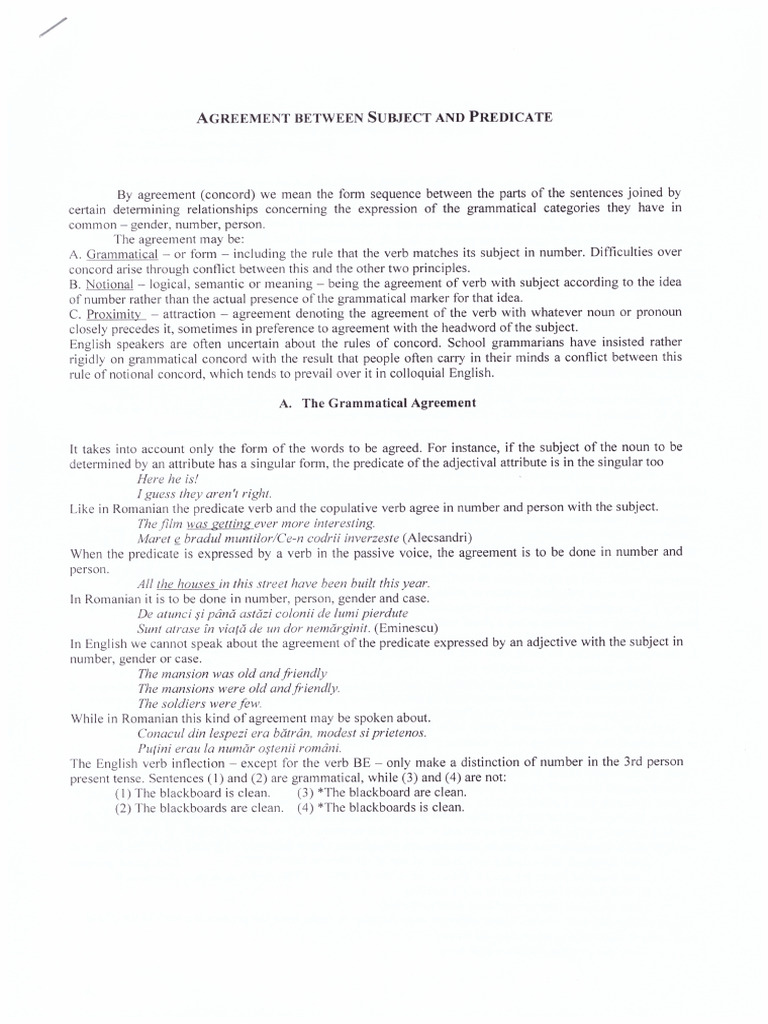 Agreement Between Subject and Predicate | PDF
