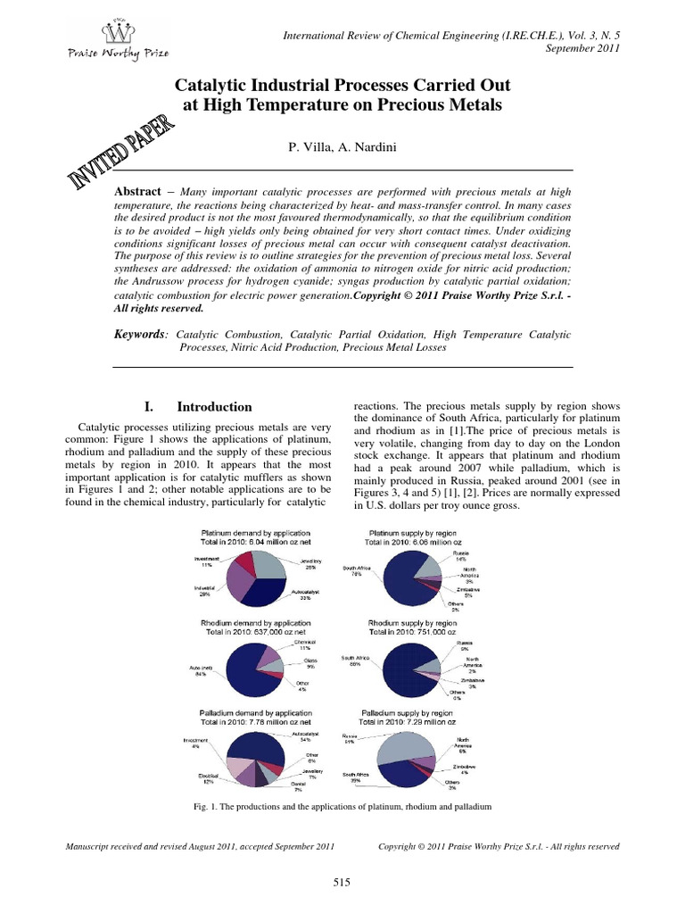 Catalytic Industrial Processes Carried Out | Download Free PDF ...