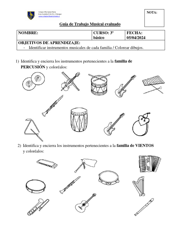 3°B Familia de Instrumentos Musicales | PDF