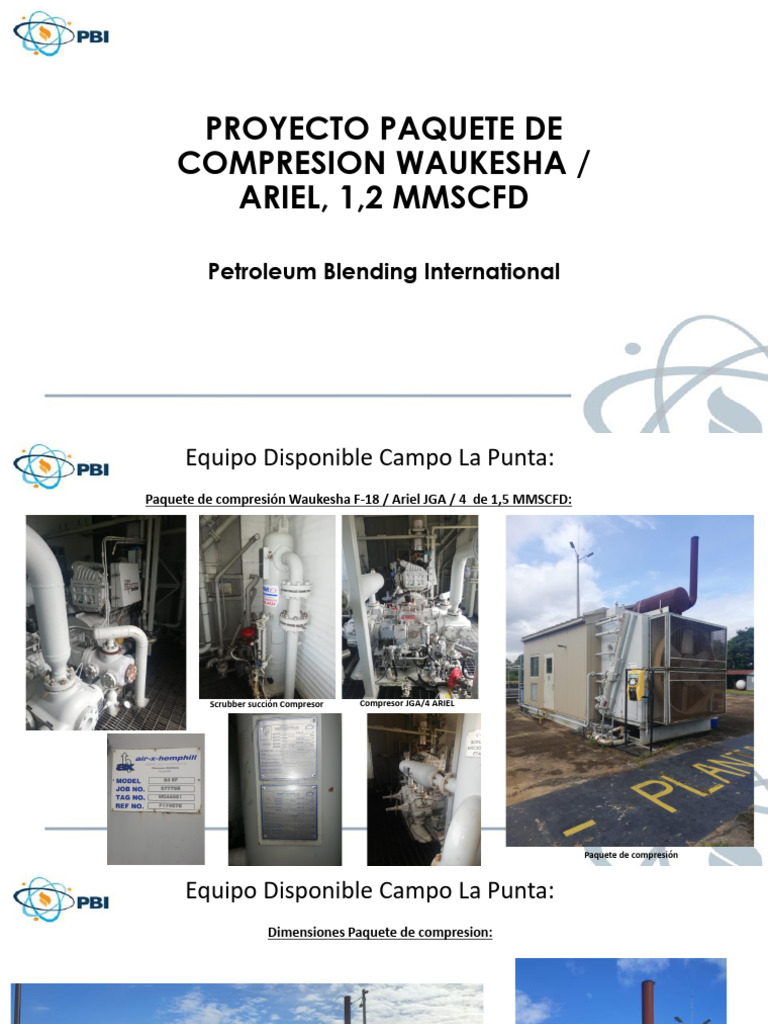 Presentacion Compresor Waukesha Ariel Disponible 1.5 MMSCFD V.2 | PDF ...