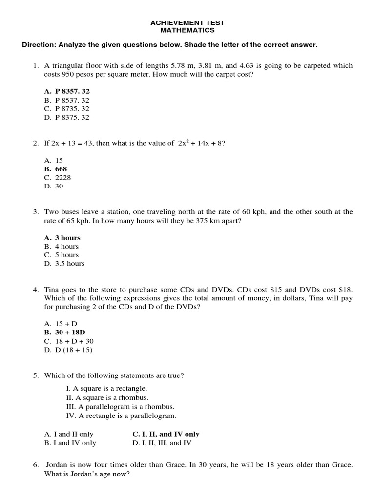 Mathematics Major Let Reviewer 2022 | PDF | Triangle | Mathematics