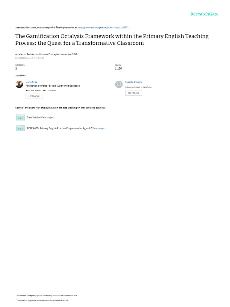 The Gamification Octalysis Framework Within The Primary English Teaching Process: The Quest For ...