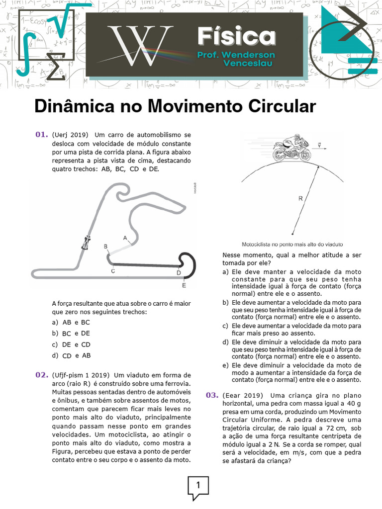 11 - Dinâmica Do Movimento Circular | PDF | Força | Massa