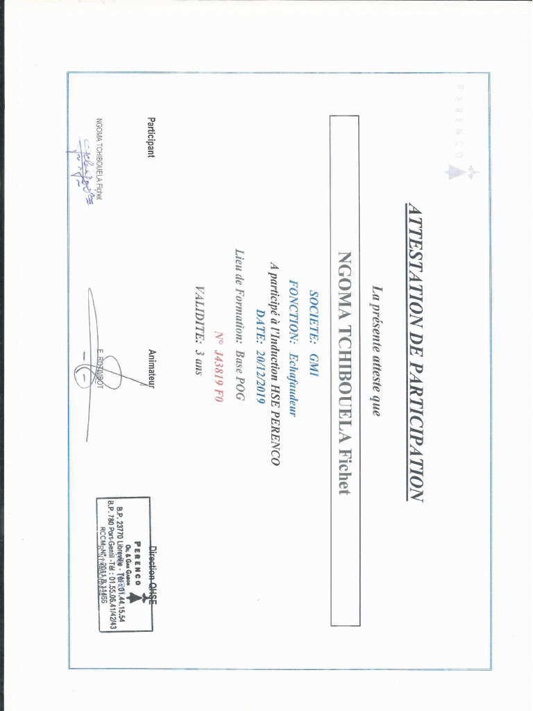 Mon Habilitation Perenco | PDF