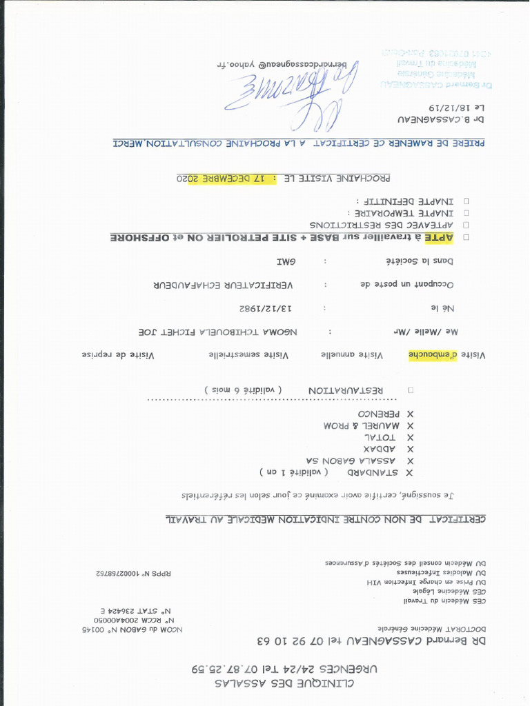 Mon Certificat Medical Assala | PDF