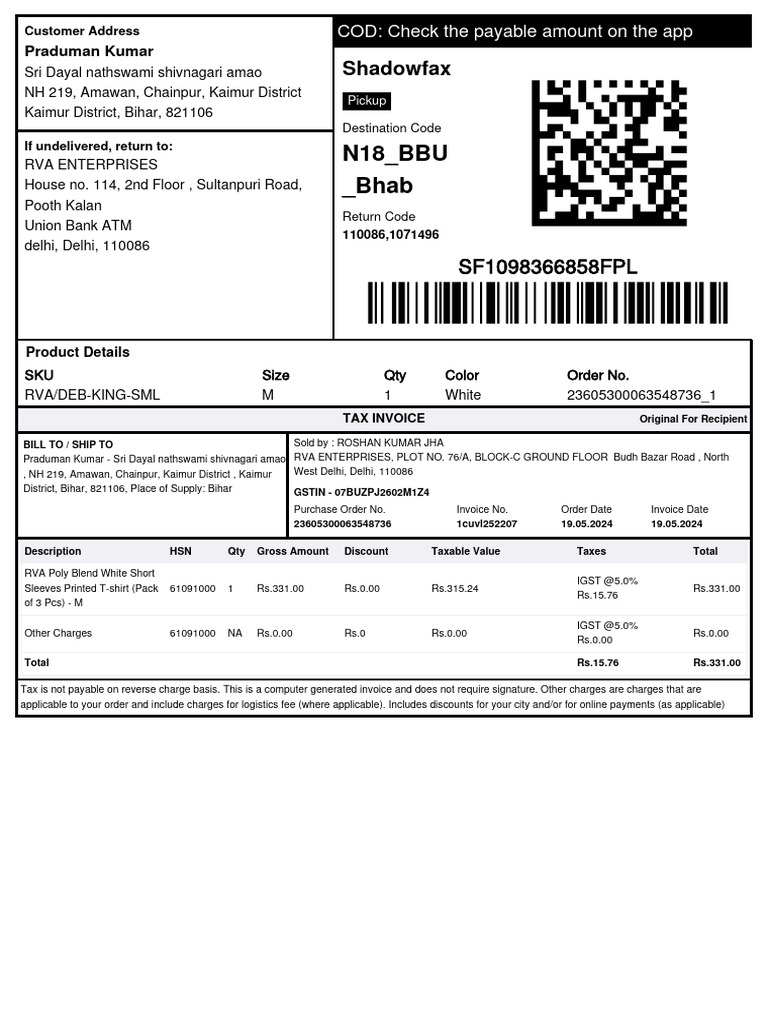 Sub Order Labels | PDF | Invoice | Fee