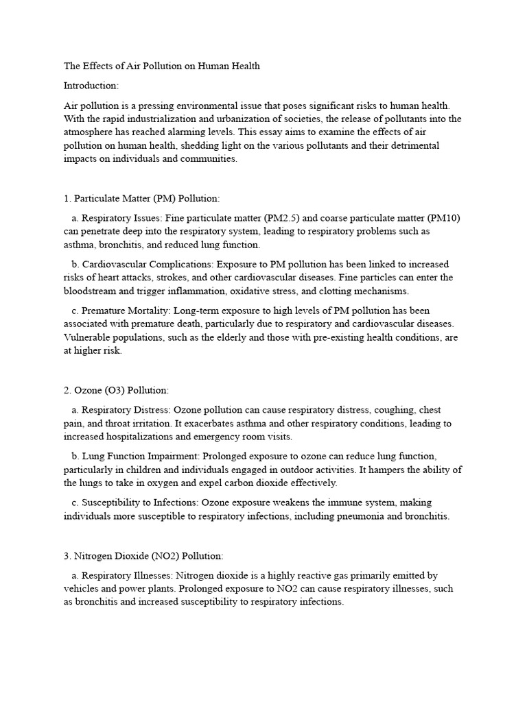 The Effects of Air Pollution On Human Health | PDF | Air Pollution ...