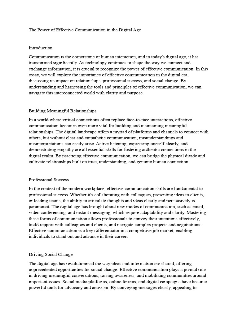 The Power of Effective Communication in The Digital Age | PDF ...