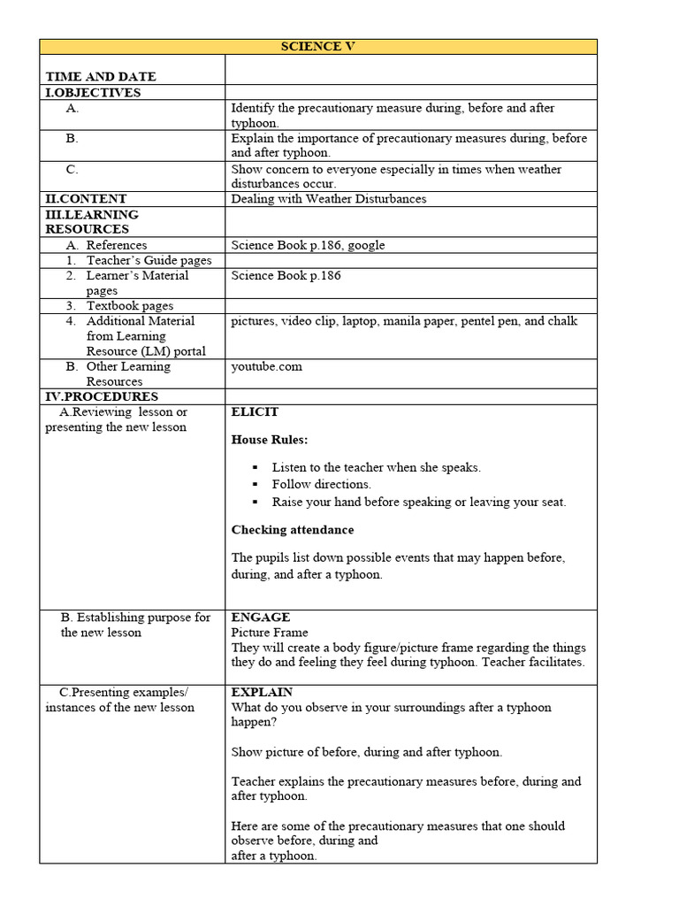Cot - Q4 - Weather Disturbances 1 | PDF | Learning | Flood