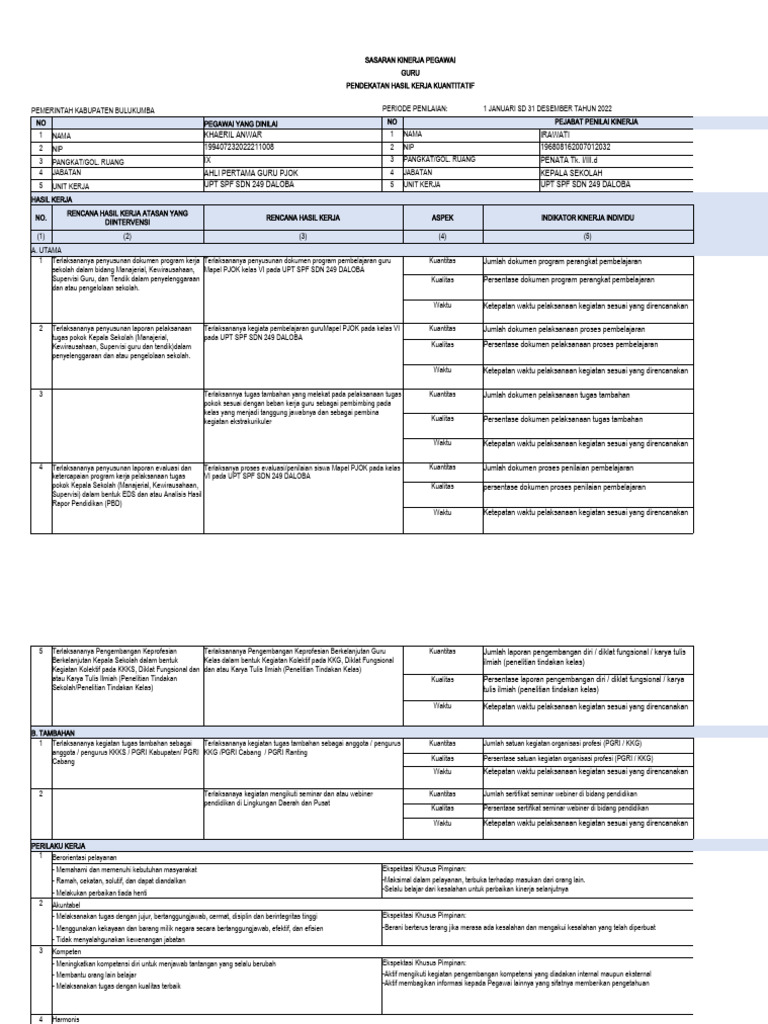 Form SKP JA Kuantitatif - Guru | PDF
