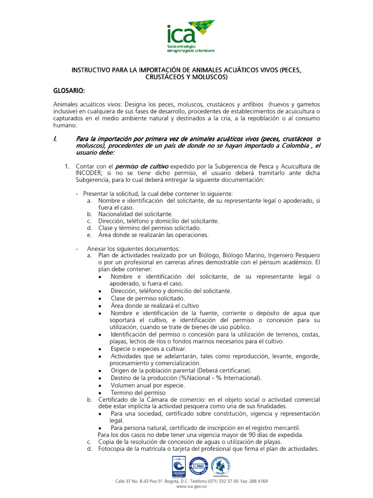 Ica Instructivo Imp Peces Crustaceos y Moluscos | PDF | Pescado como ...