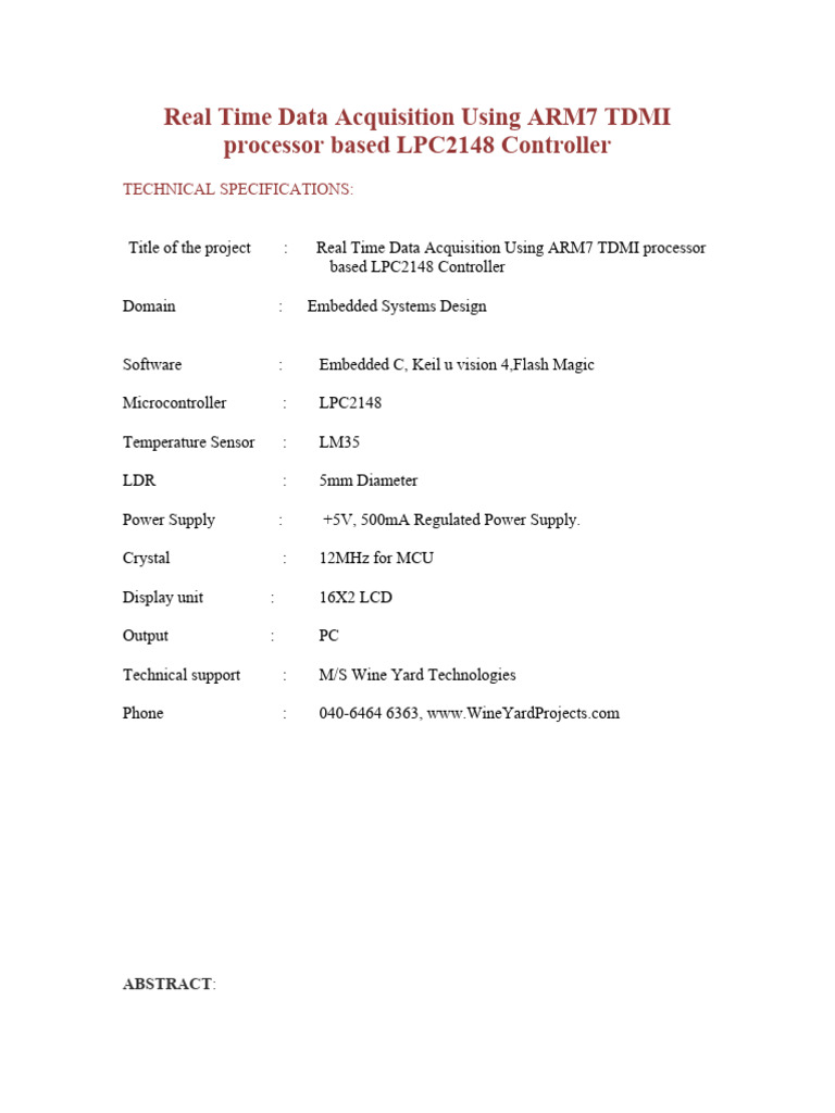 Real Time Data Acquisition Using ARM 7 TDMI Processor Based LPC2148 ... Real Time Data Acquisition Using ARM 7 TDMI Processor Based LPC2148 ...