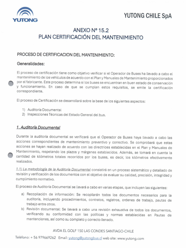 Anexo 15.2 Plan Certificación Del Mantenimiento | PDF