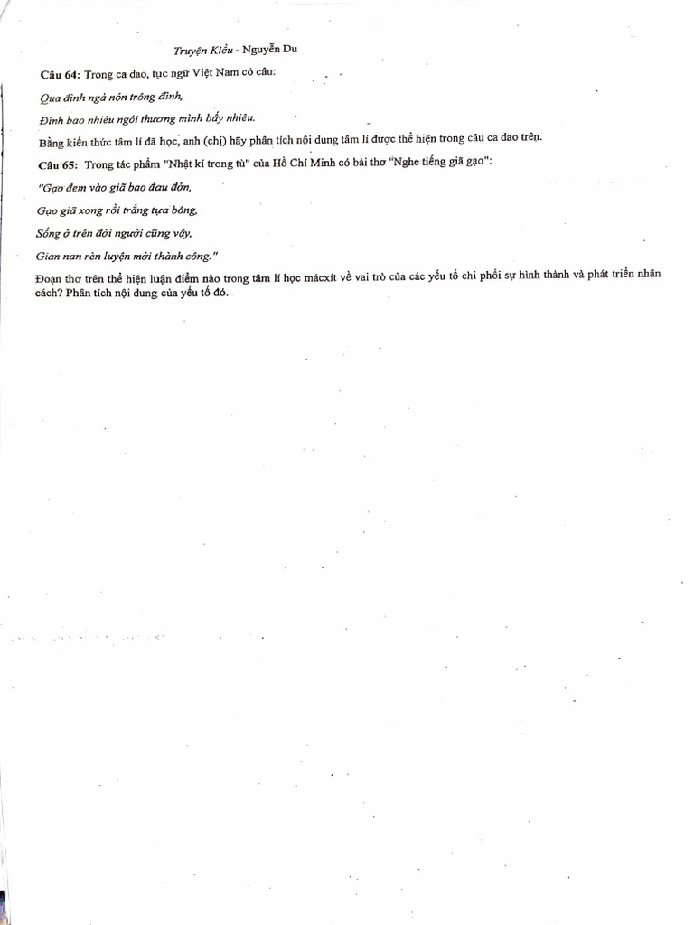 TLH Câu hỏi tự luận-3-4 | PDF