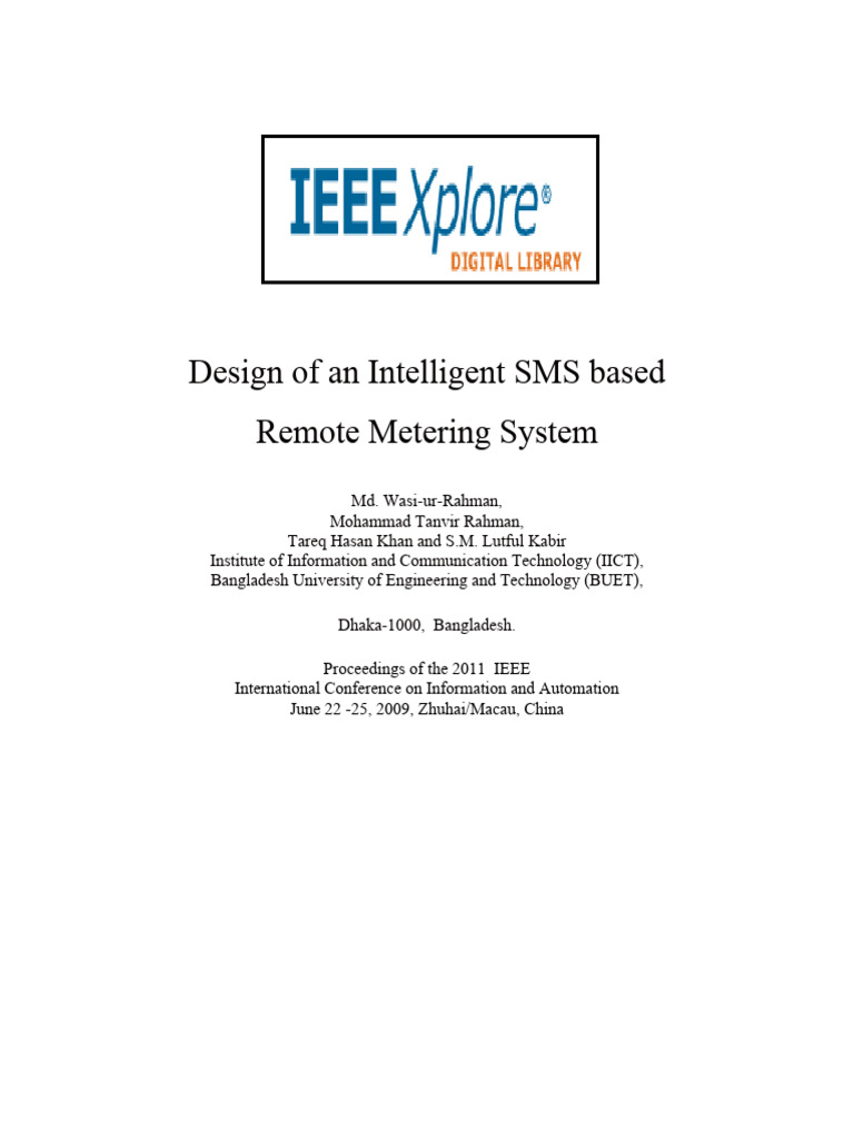 Design of An Intelligent SMS Based Remote Metering System Using ARM7 ...