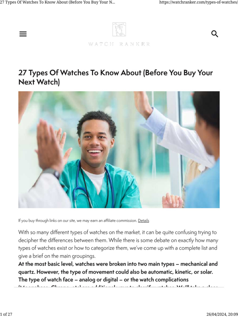 Types of Smart Watches | PDF | Watch | Smartwatch