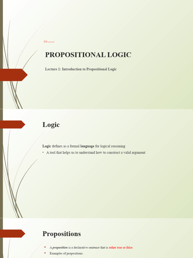 Lecture 1 Propositional Logic Pdf Logic Mathematical Logic