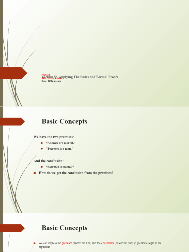 Lecture 5 Applying The Rules And Formal Proofs Pdf Metalogic