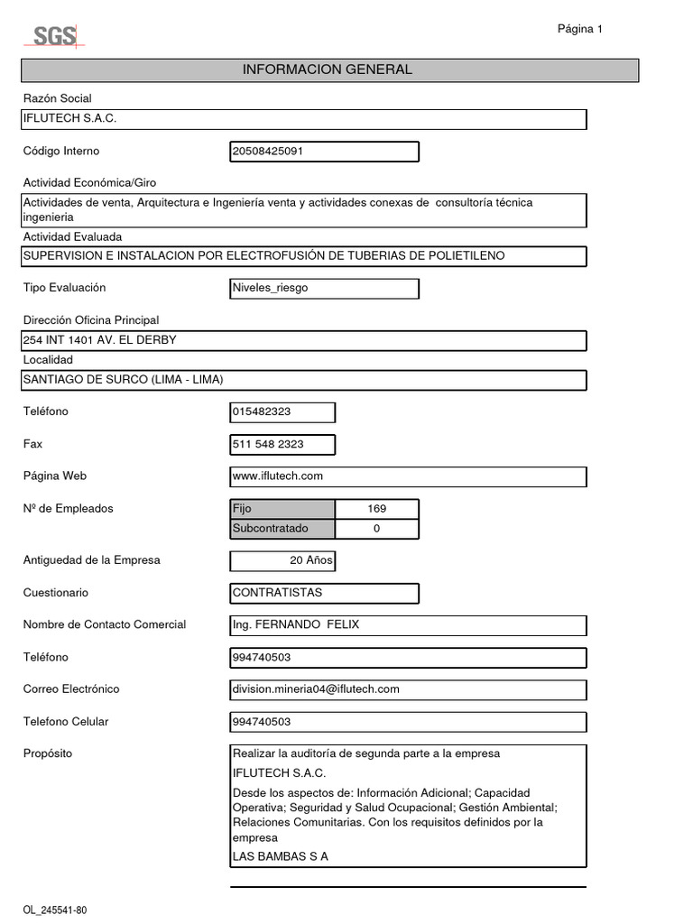 Cuestionario SGS - Quellaveco | Descargar gratis PDF | Business
