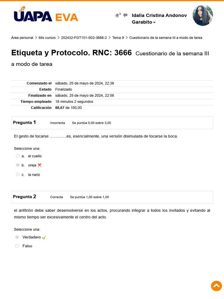 Cuestionario de La Semana III A Modo de Tarea (ETIQUETA Y PROTOCOLO) | PDF