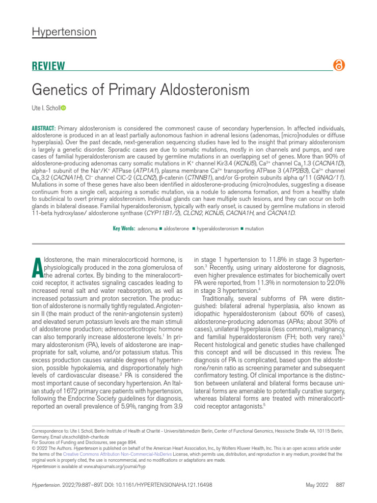 Genetics of Primary Aldosteronism | PDF | Adrenal Gland | Biochemistry